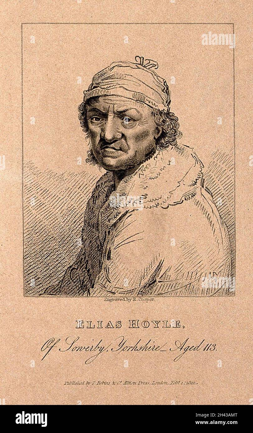 Elias Hoyle, aged 113. Stipple engraving by R. Cooper, 1822 Stock Photo ...