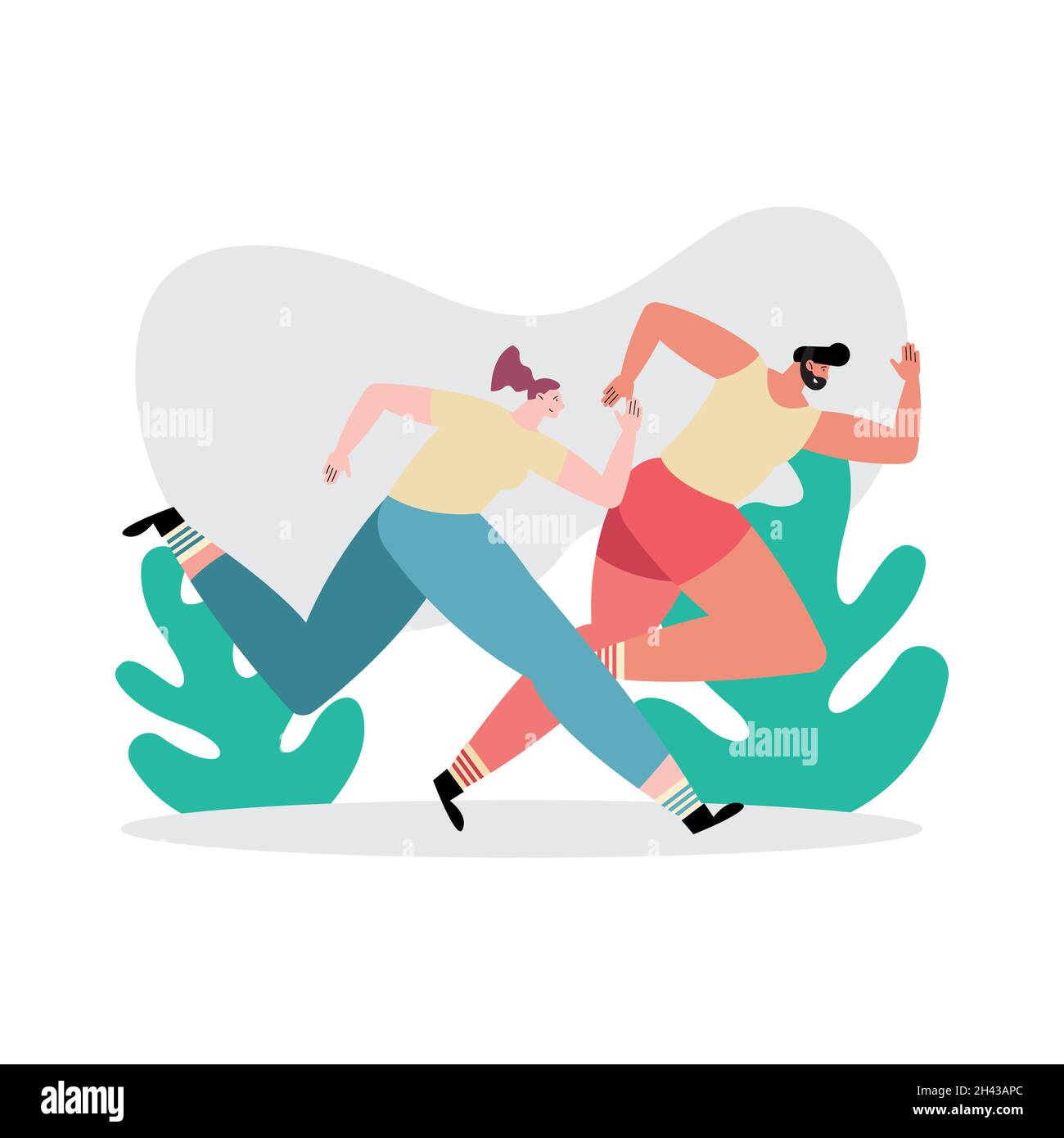 couple athletes running avatars characters Stock Vector Image & Art - Alamy