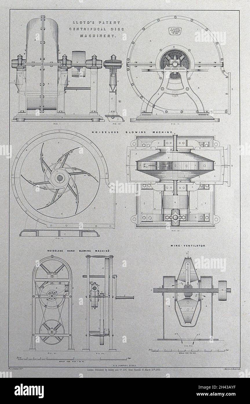 Engineering: a steam engine. Lithograph 1852 Stock Photo - Alamy