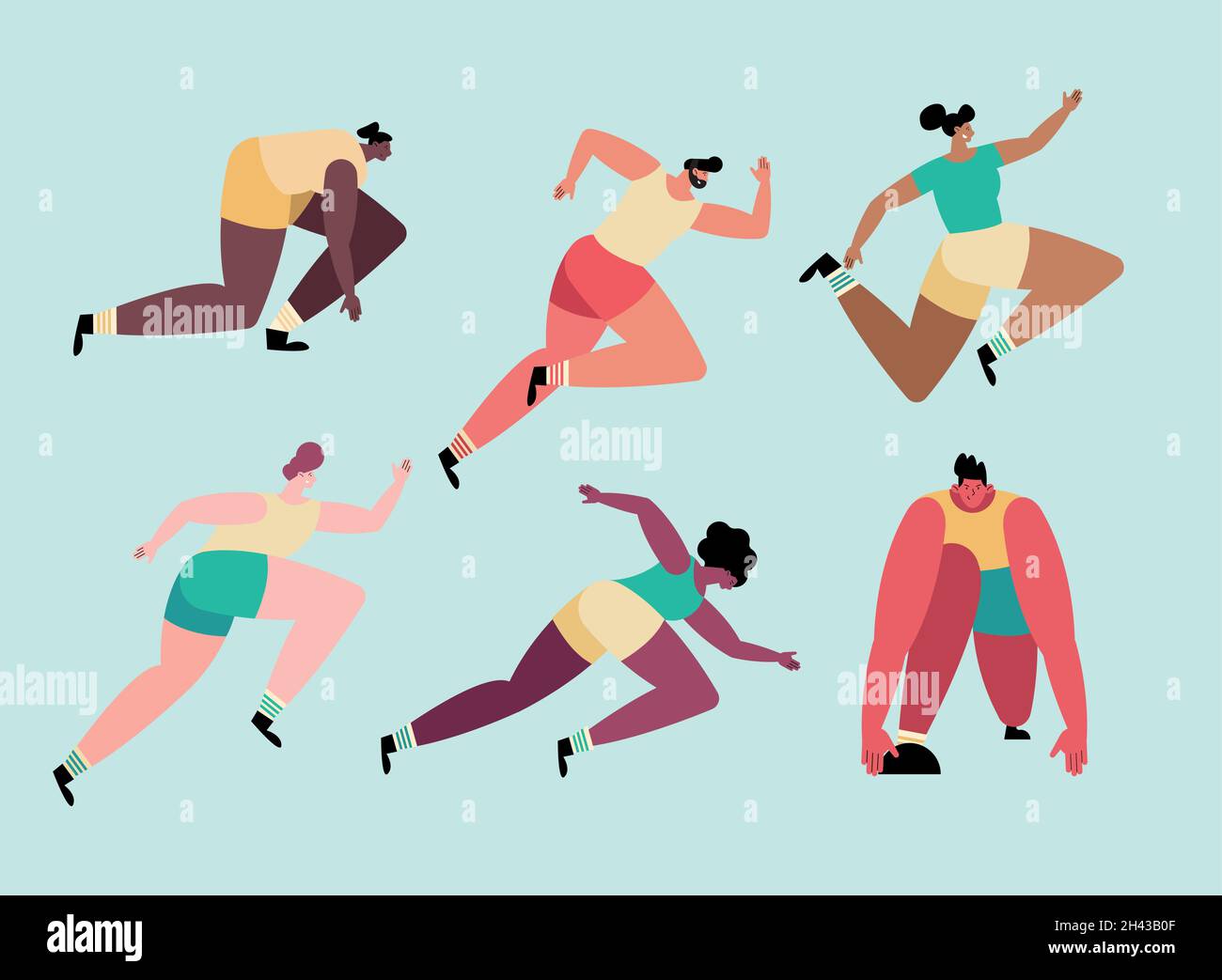 athletes running six avatars characters Stock Vector Image & Art - Alamy