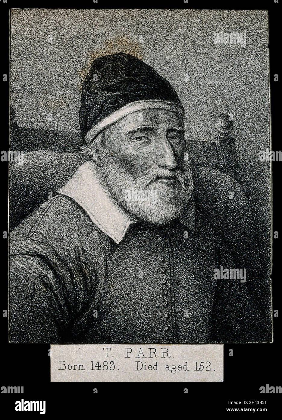 Thomas Parr, aged 152. Line engraving Stock Photo - Alamy