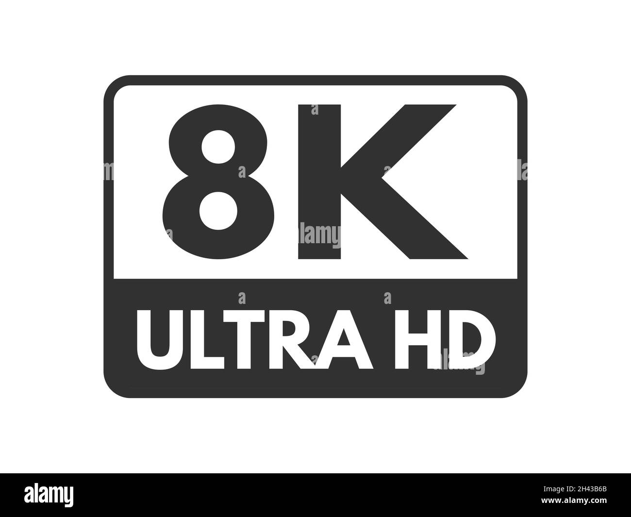 8K video symbol. Ultra HD icon on white backdrop. High definition 8K ...