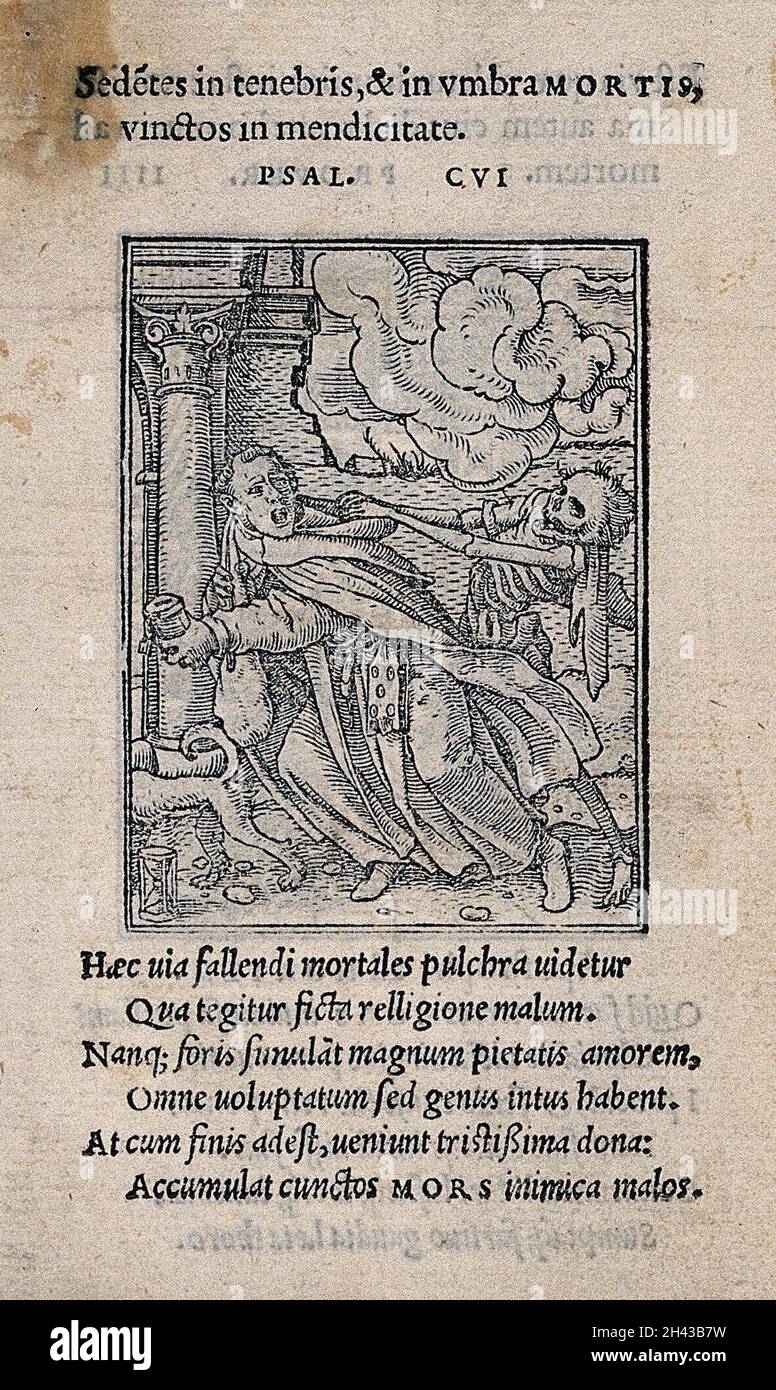 The dance of death: the monk. Woodcut by Hans Holbein the younger Stock ...