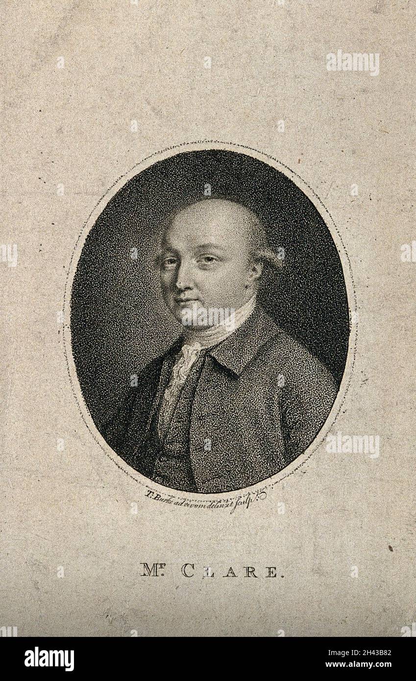 Peter Clare. Stipple engraving by T. Burke, 1781, after himself Stock Photo - Alamy