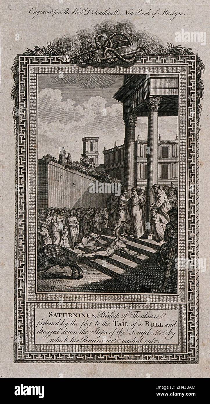 The martyrdom of Saturninus, Bishop of Toulouse: Saturninus is stripped ...