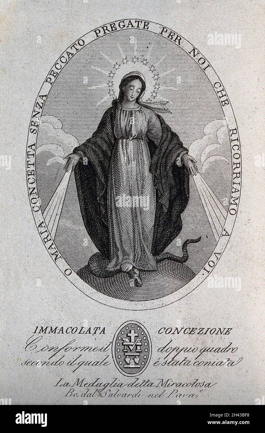 Saint Mary (the Blessed Virgin). Etching Stock Photo - Alamy