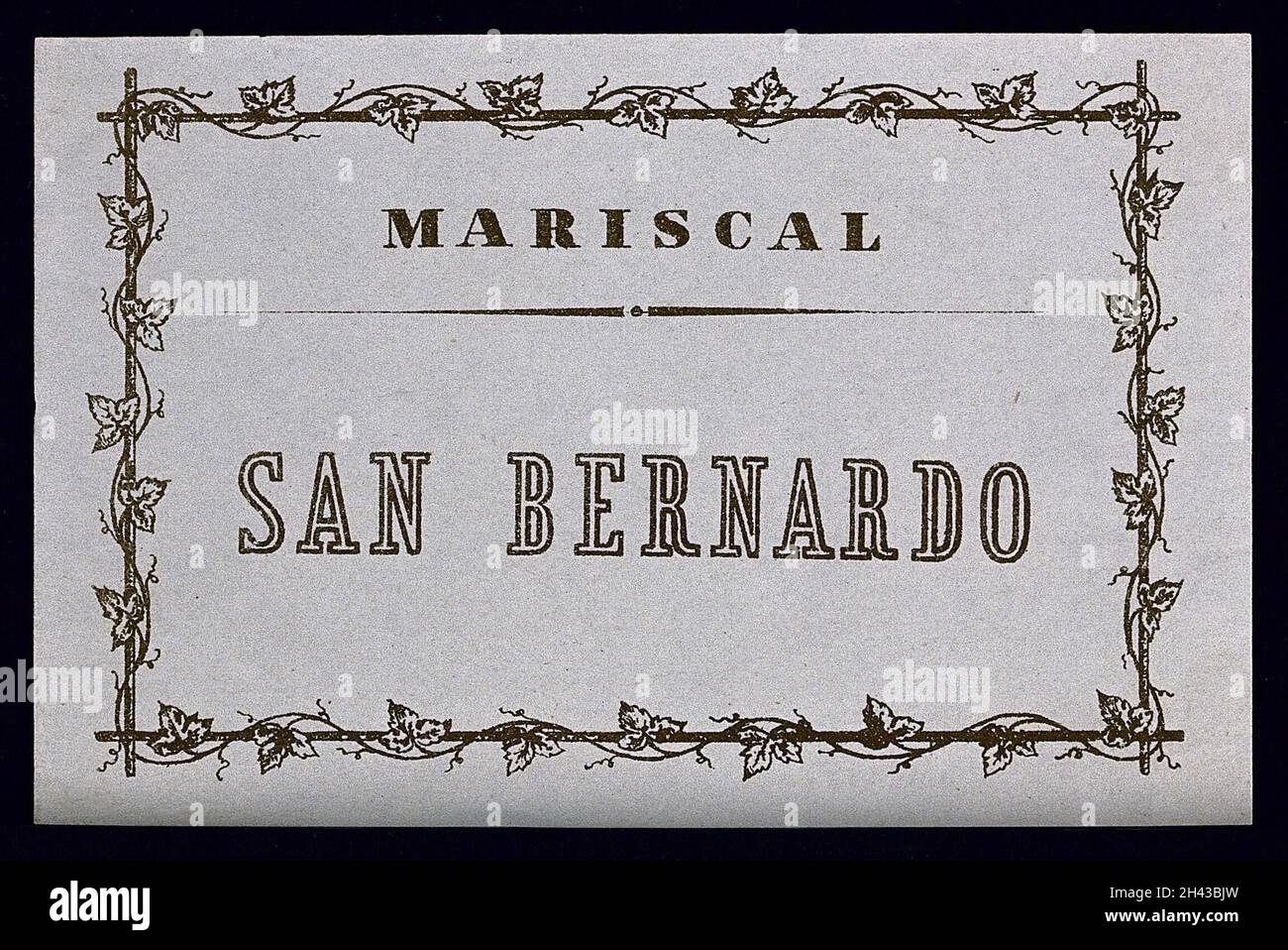 An ornamental Italian label for "San Bernardo". Lithograph, 19th ...