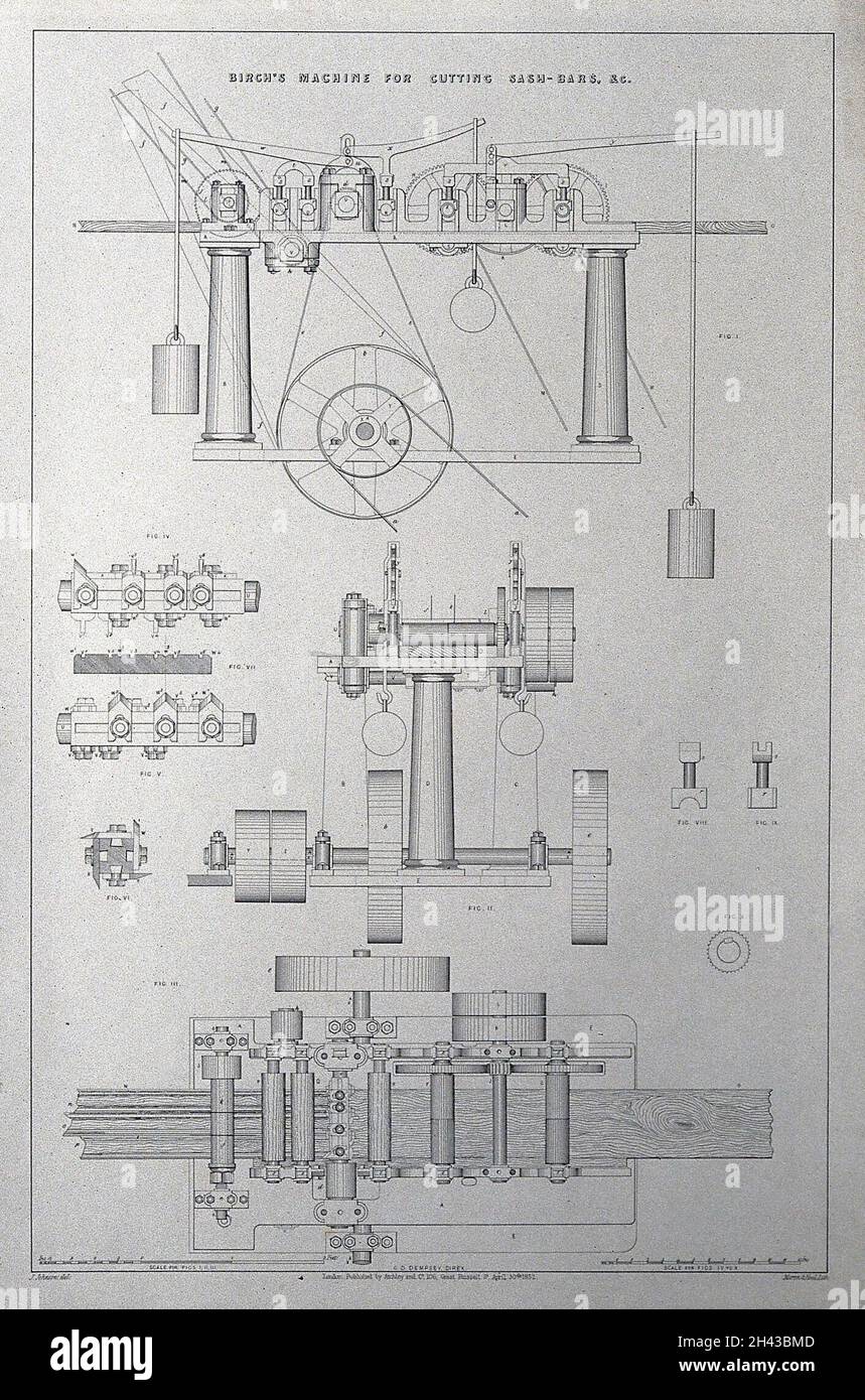 Engineering: a steam engine. Lithograph 1852 Stock Photo - Alamy