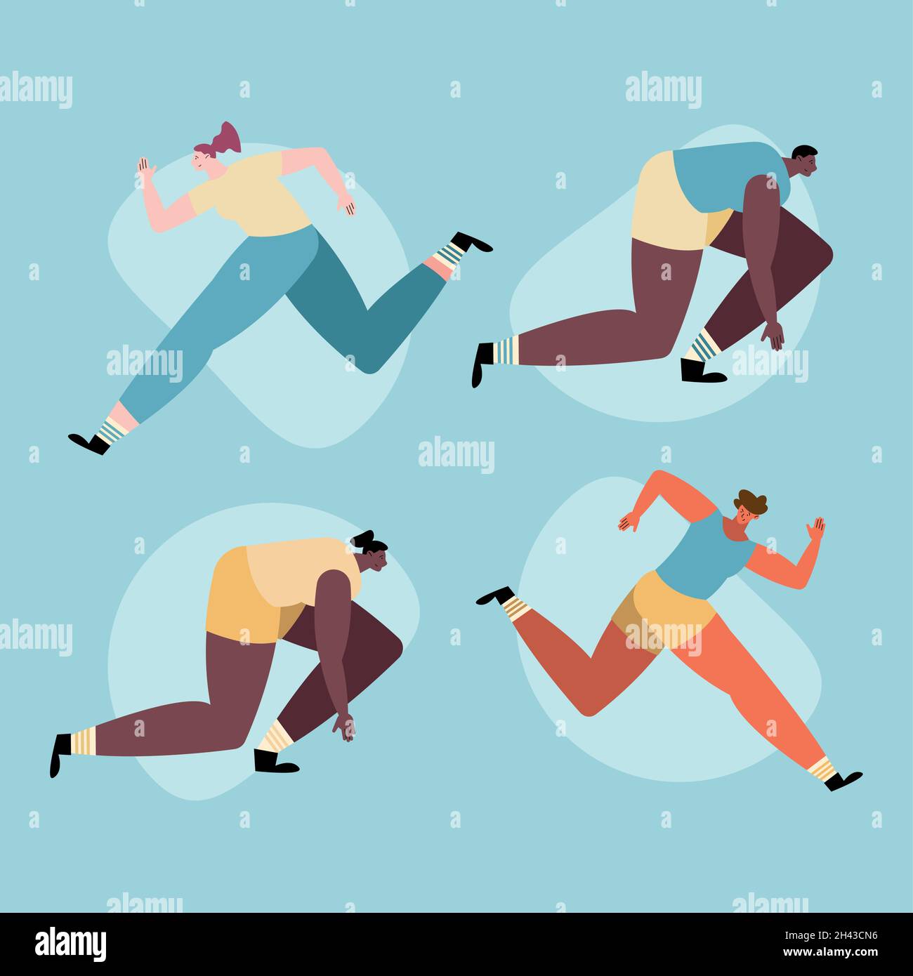 four athletes running avatars characters Stock Vector Image & Art - Alamy