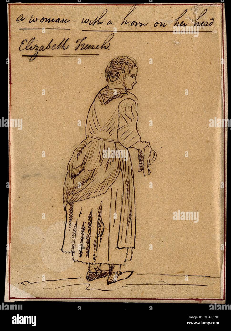 Elizabeth French, a woman with horns. Pen drawing Stock Photo - Alamy