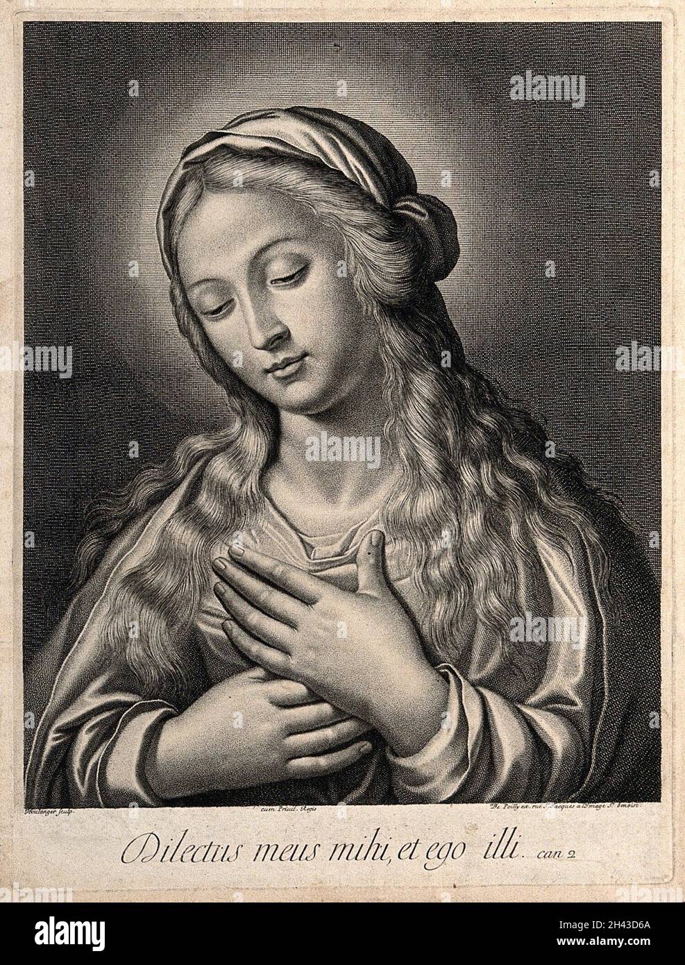 Saint Mary (the Blessed Virgin). Engraving by J. Boulanger, 16 Stock ...