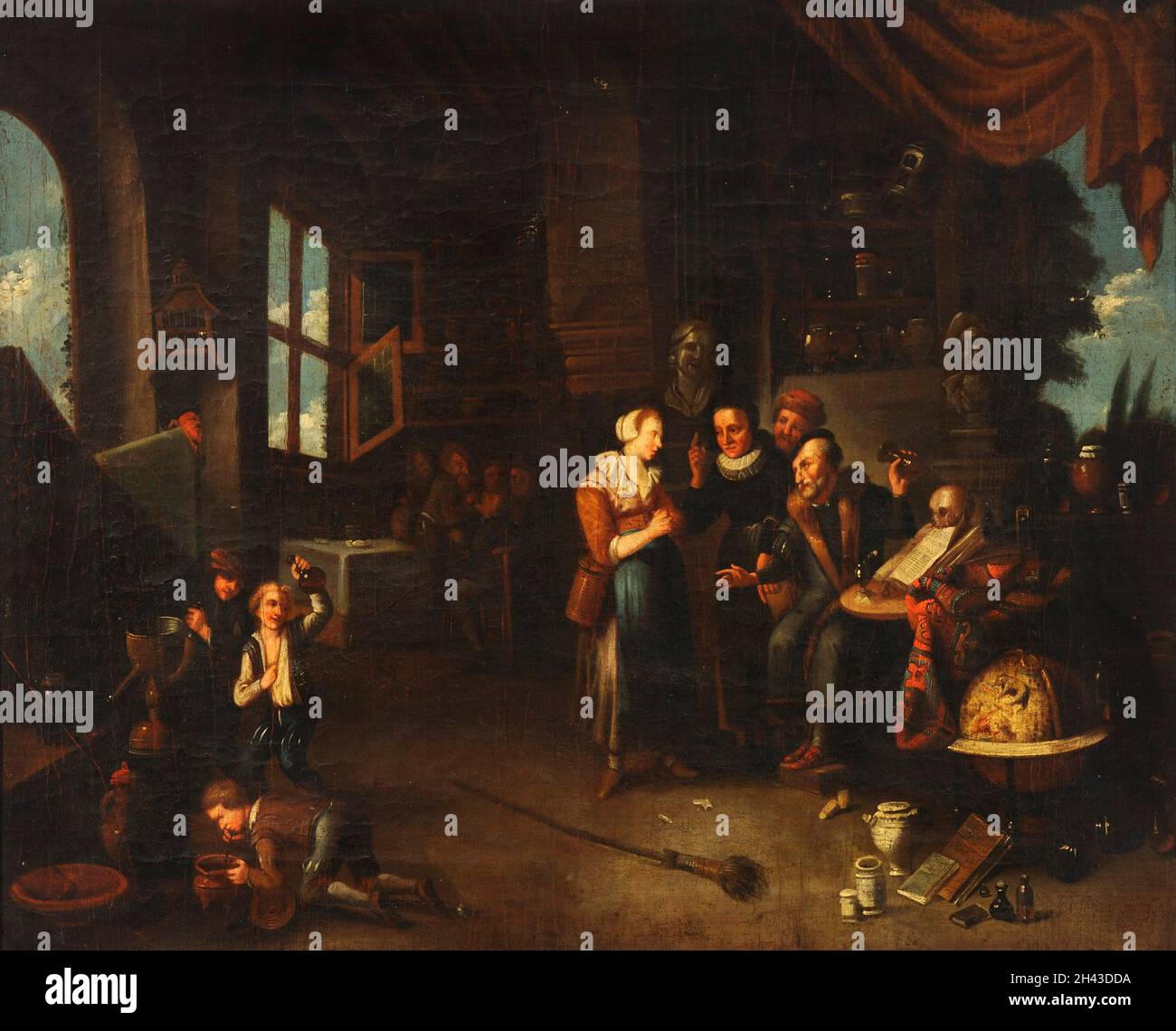 A physician examining a urine-flask. Oil painting by Gerard Thomas ...