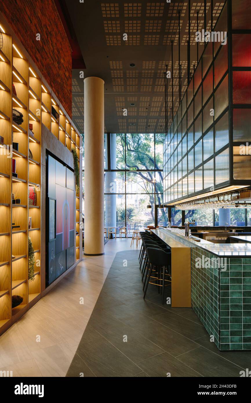 Ground level bar interior. Radisson RED Rosebank, Johannesburg, South ...