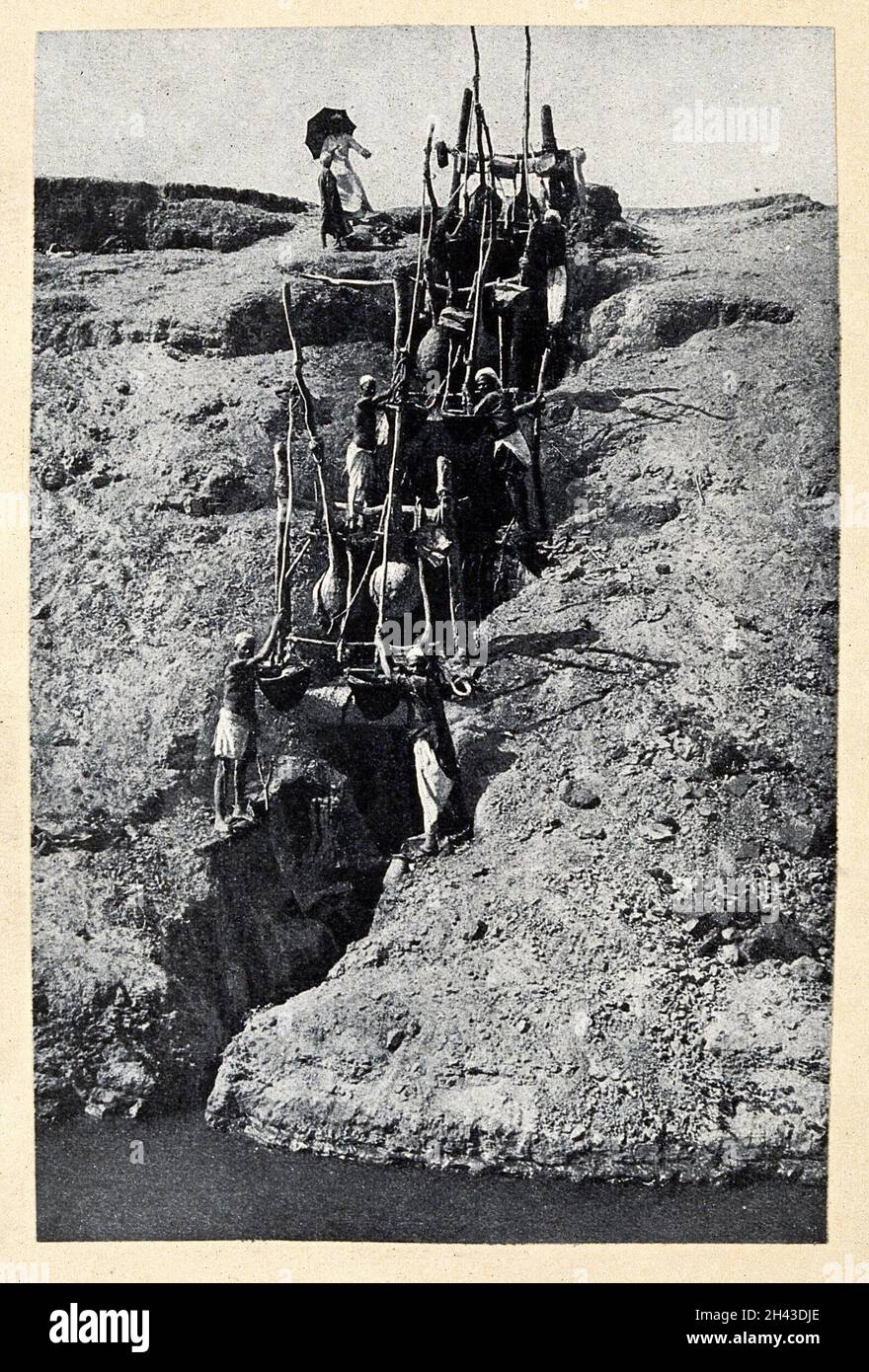 A method of raising water from a river to the top of an embankment ...