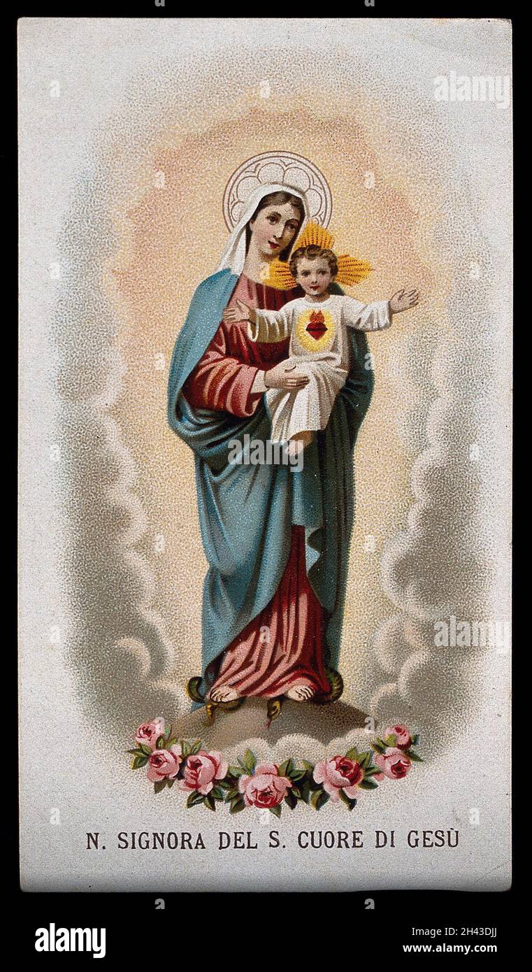 Saint Mary (the Blessed Virgin) with the Christ Child. Colour ...