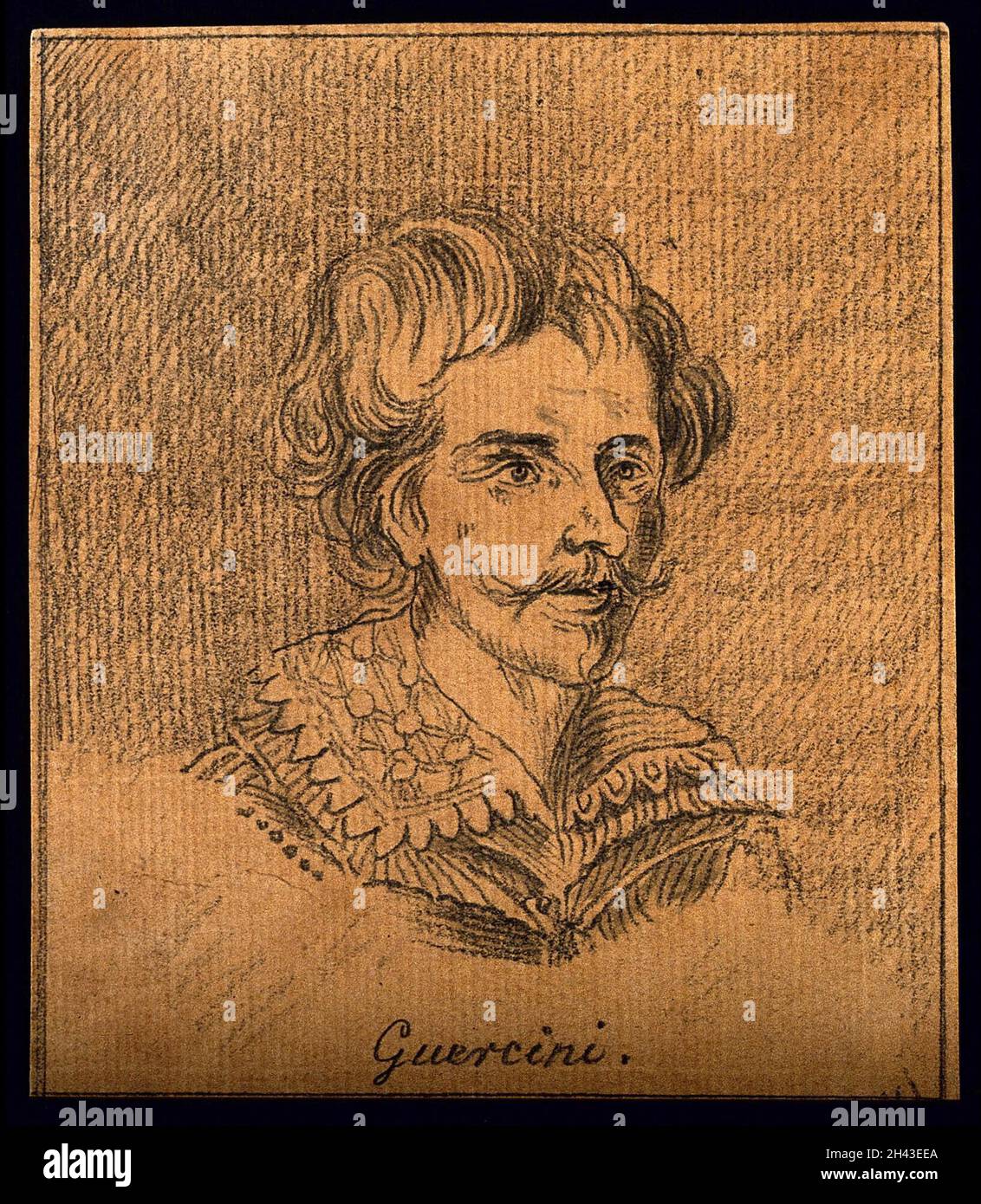 Gian Francesco Barbieri, il Guercino: portrait. Drawing, c. 1793 Stock ...