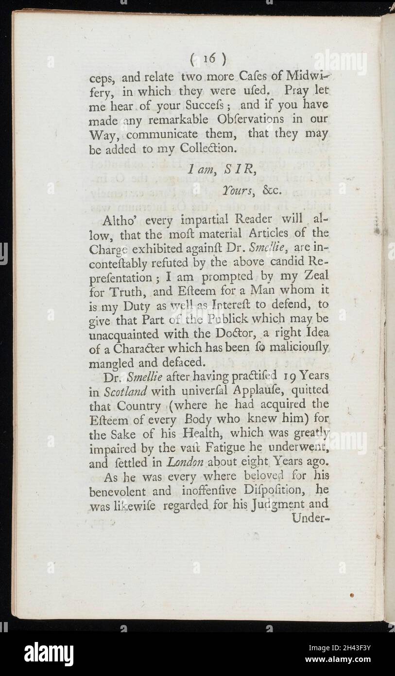 An answer to a late pamphlet intituled A letter to Dr. Smellie; shewing ...