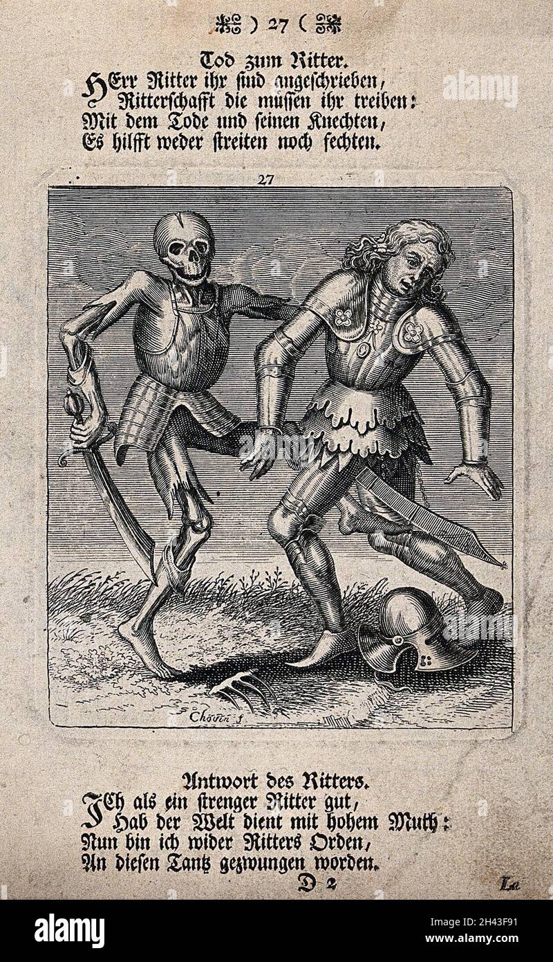Dance of death: death and the knight. Etching and letterpress ...