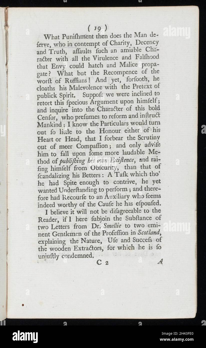 An answer to a late pamphlet intituled A letter to Dr. Smellie; shewing ...