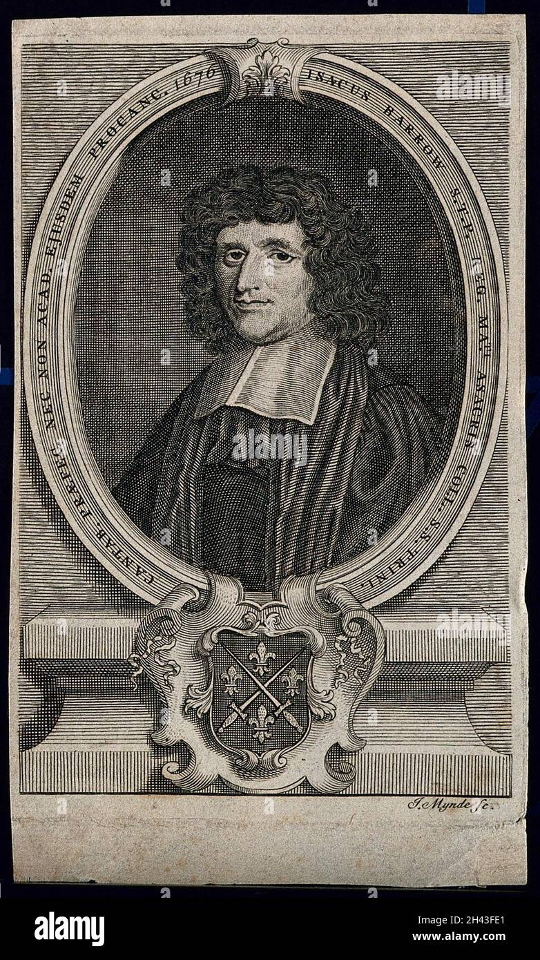 Isaac Barrow. Line engraving by J. Mynde after D. Loggan Stock Photo ...
