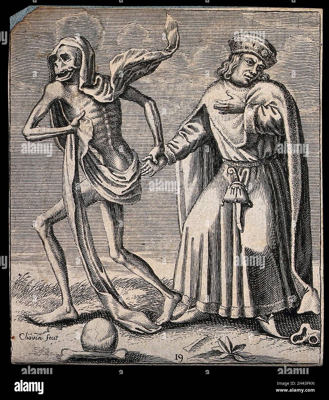 The dance of death: death and the merchant or the usurer (?). Etching ...