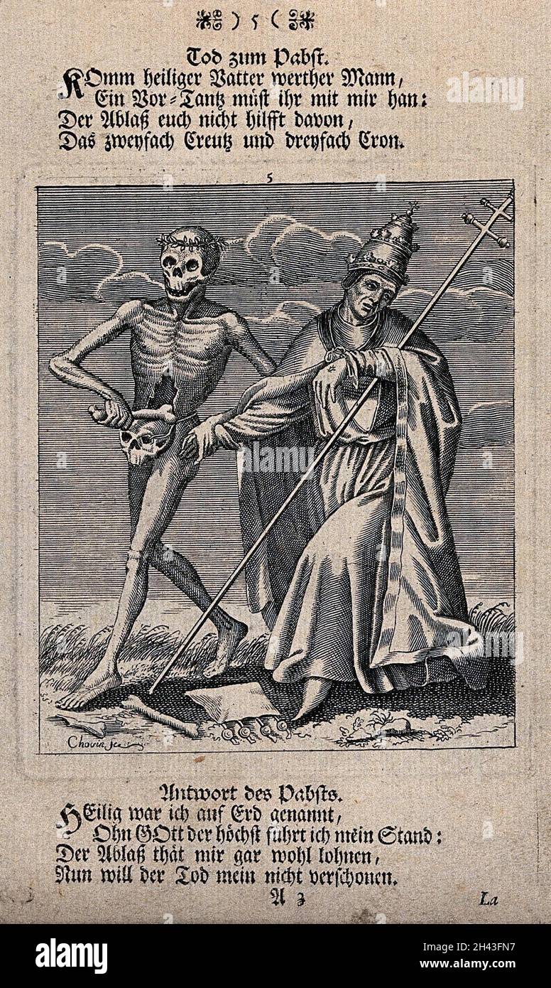 Dance of death: death and the pope. Etching and letterpress attributed ...