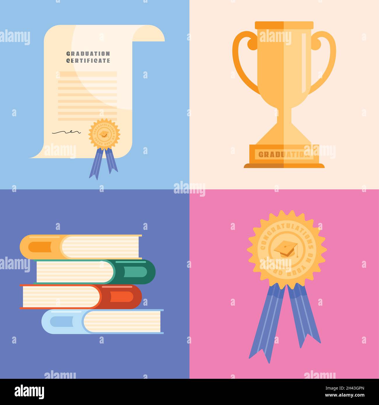 four graduation awards set icons Stock Vector Image & Art - Alamy