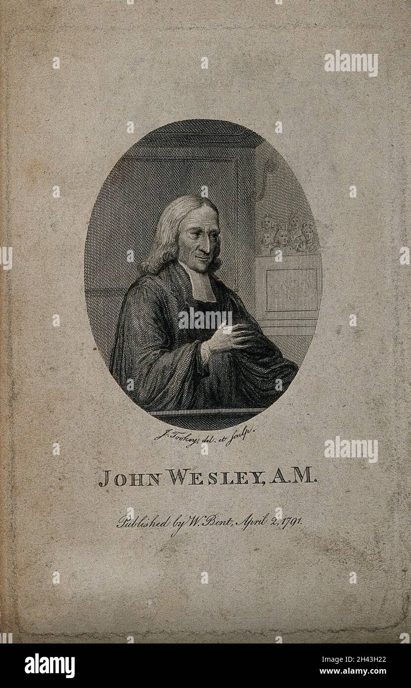 John Wesley. Line engraving by J. Tookey, 1791, after himself Stock ...