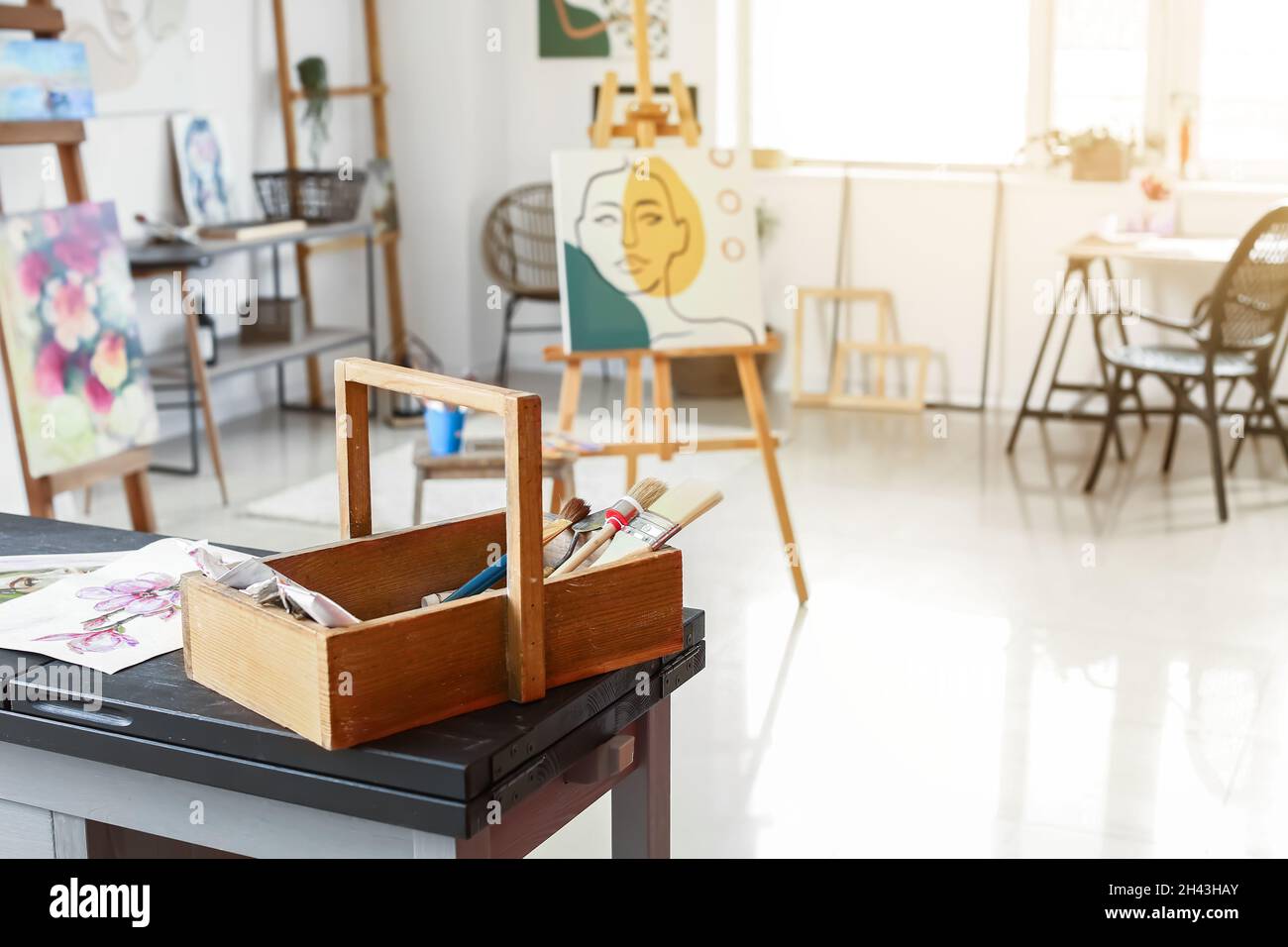 Interior of modern artist's workshop Stock Photo - Alamy
