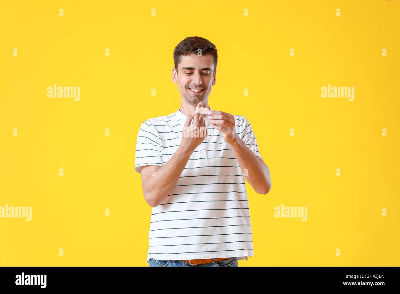 Man plaster finger hi-res stock photography and images - Alamy