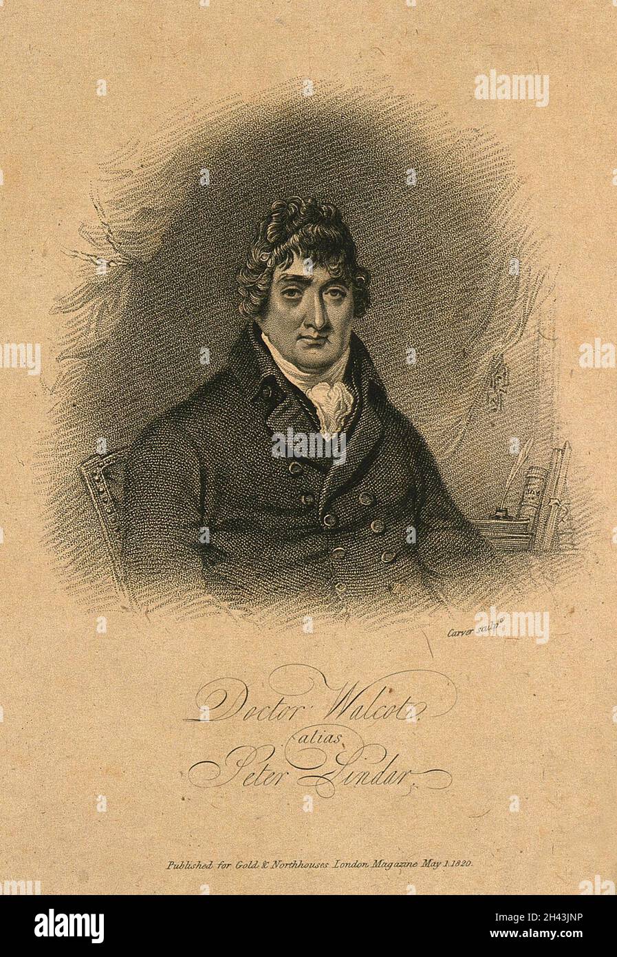 John Wolcot [Peter Pindar]. Stipple engraving by Carver, 1820, after J ...