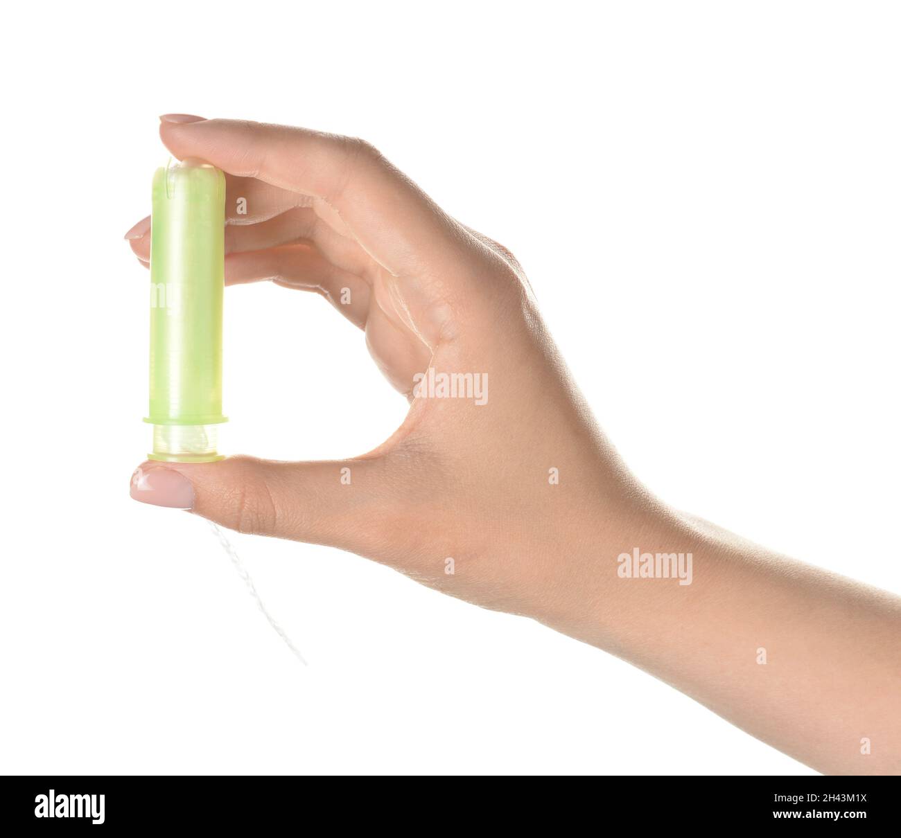 Female hand with menstrual tampon on white background Stock Photo - Alamy
