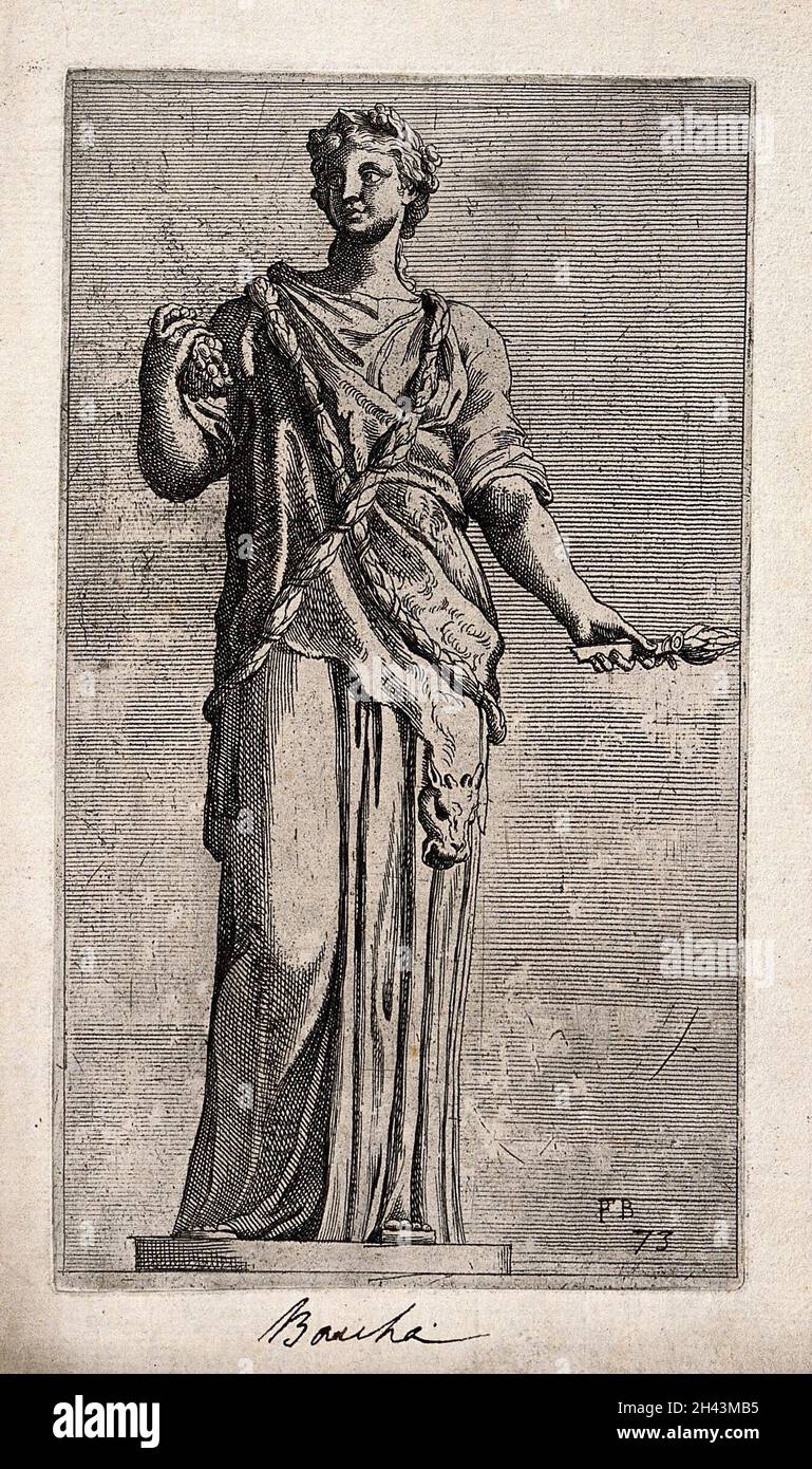 A bacchant. Etching by F. Perrier Stock Photo - Alamy