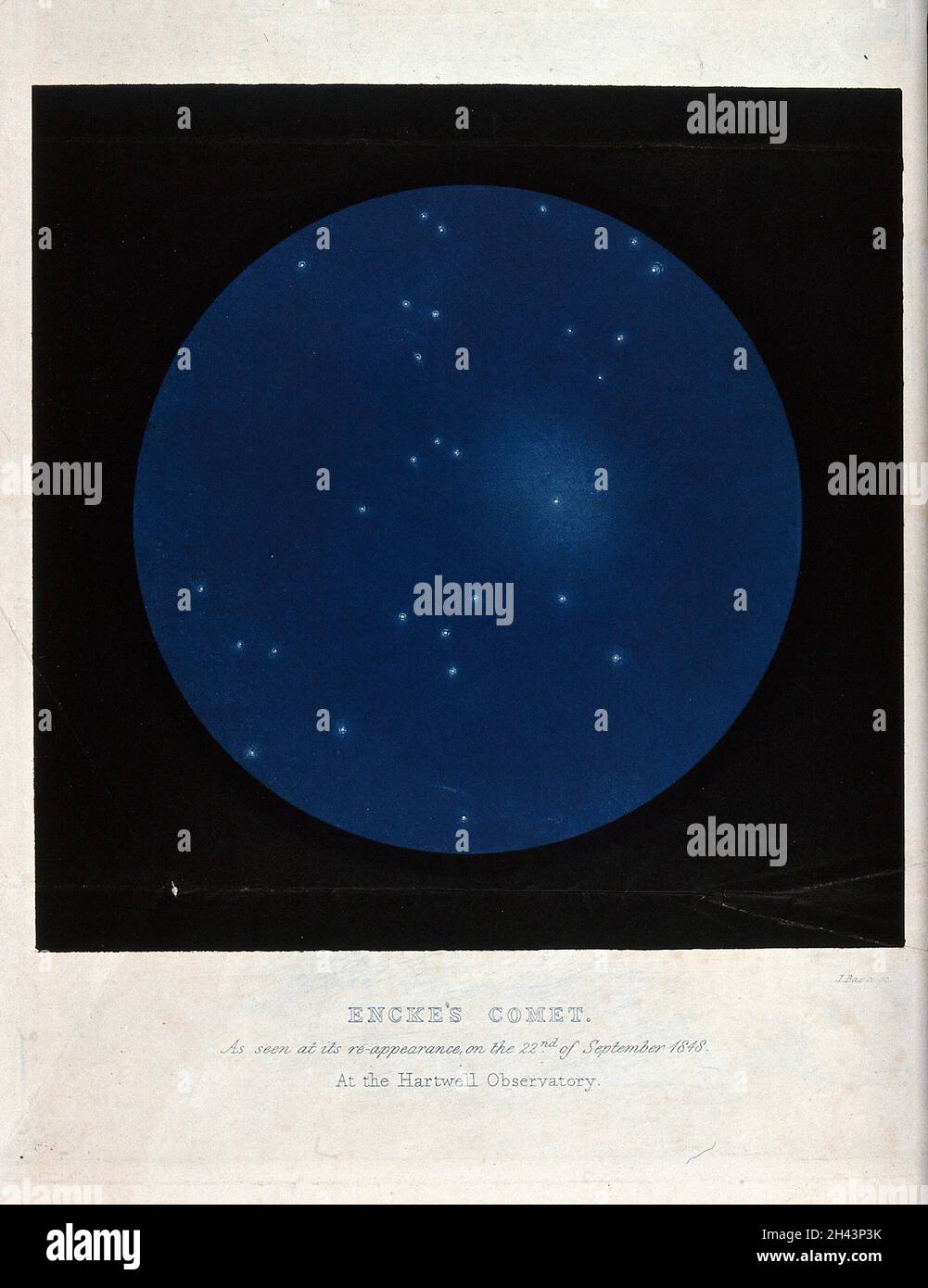 Astronomy: stars in the night sky, with Encke's comet. Coloured ...