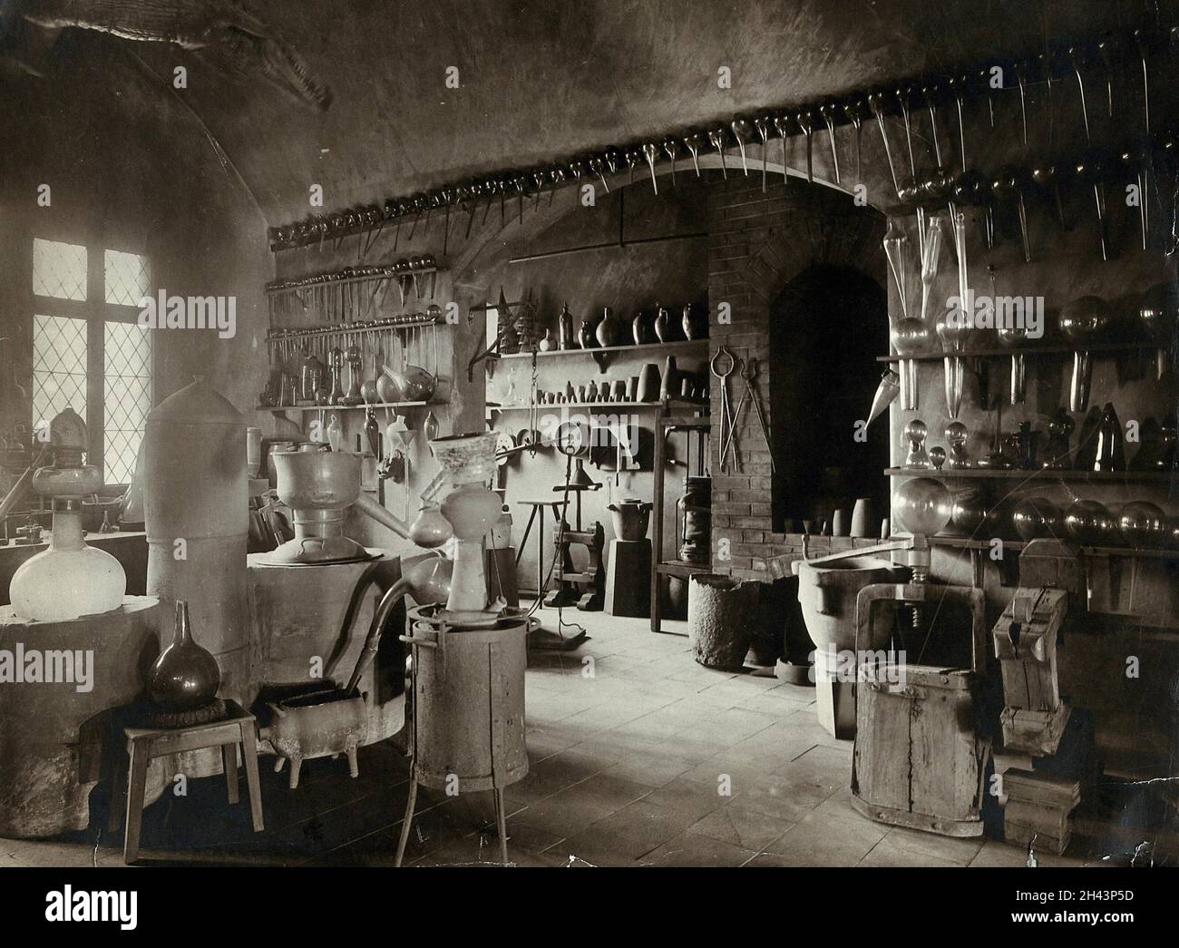A laboratory (a museum reconstruction), with a display of historical ...