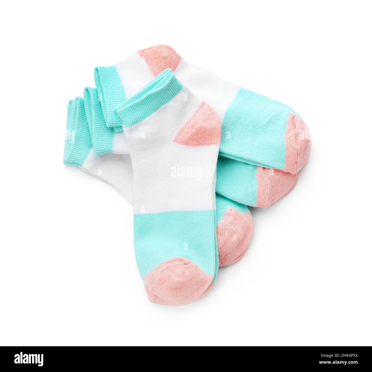 Colorful socks on white background Stock Photo - Alamy