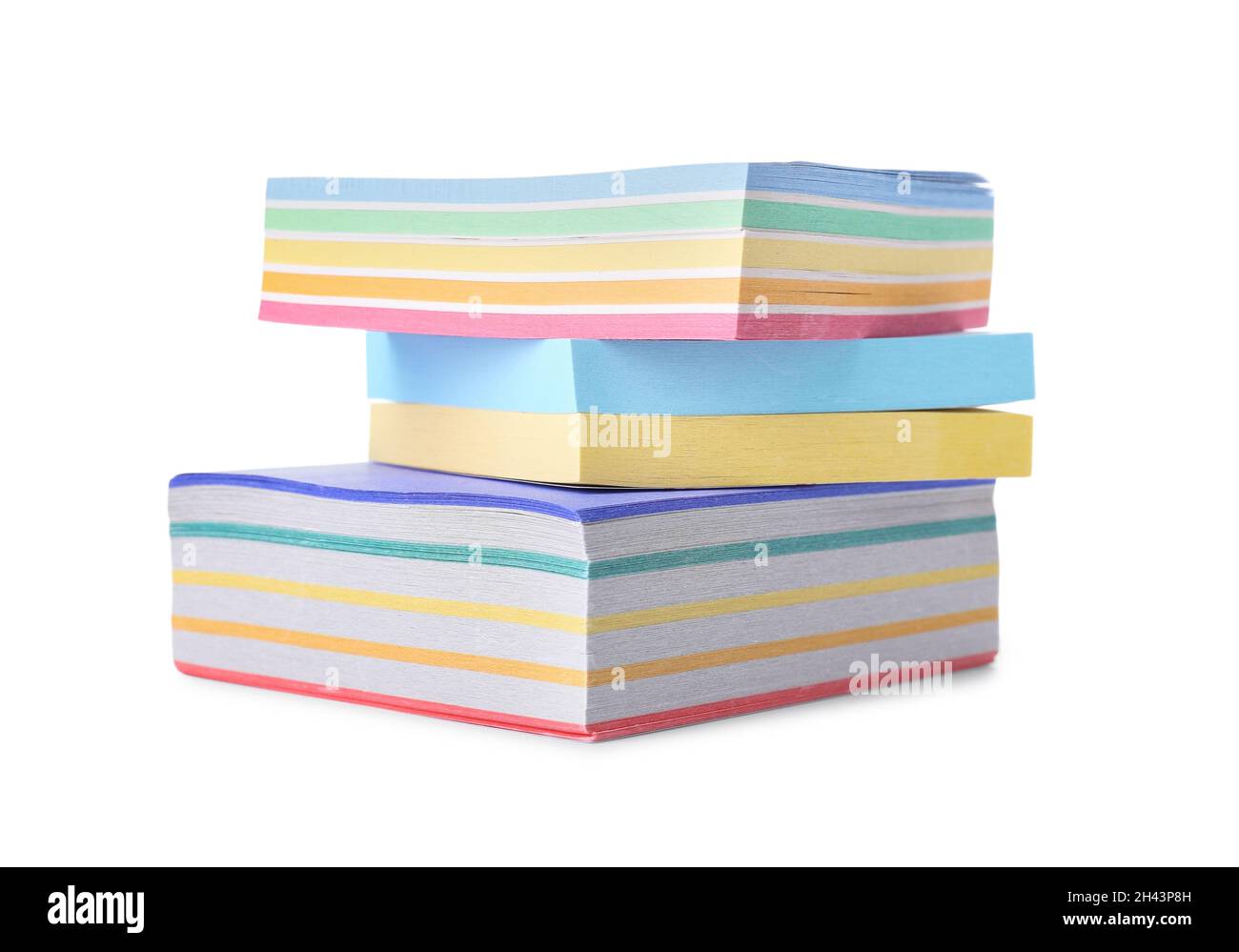 Stack of sticky notes on white background Stock Photo - Alamy