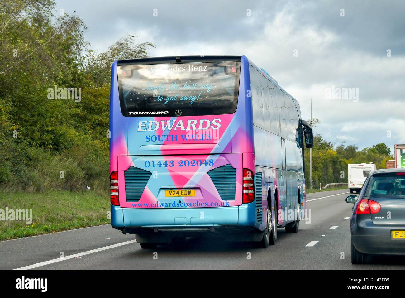 Strensham, England - October 2021: Tour bus operated by South Wales ...