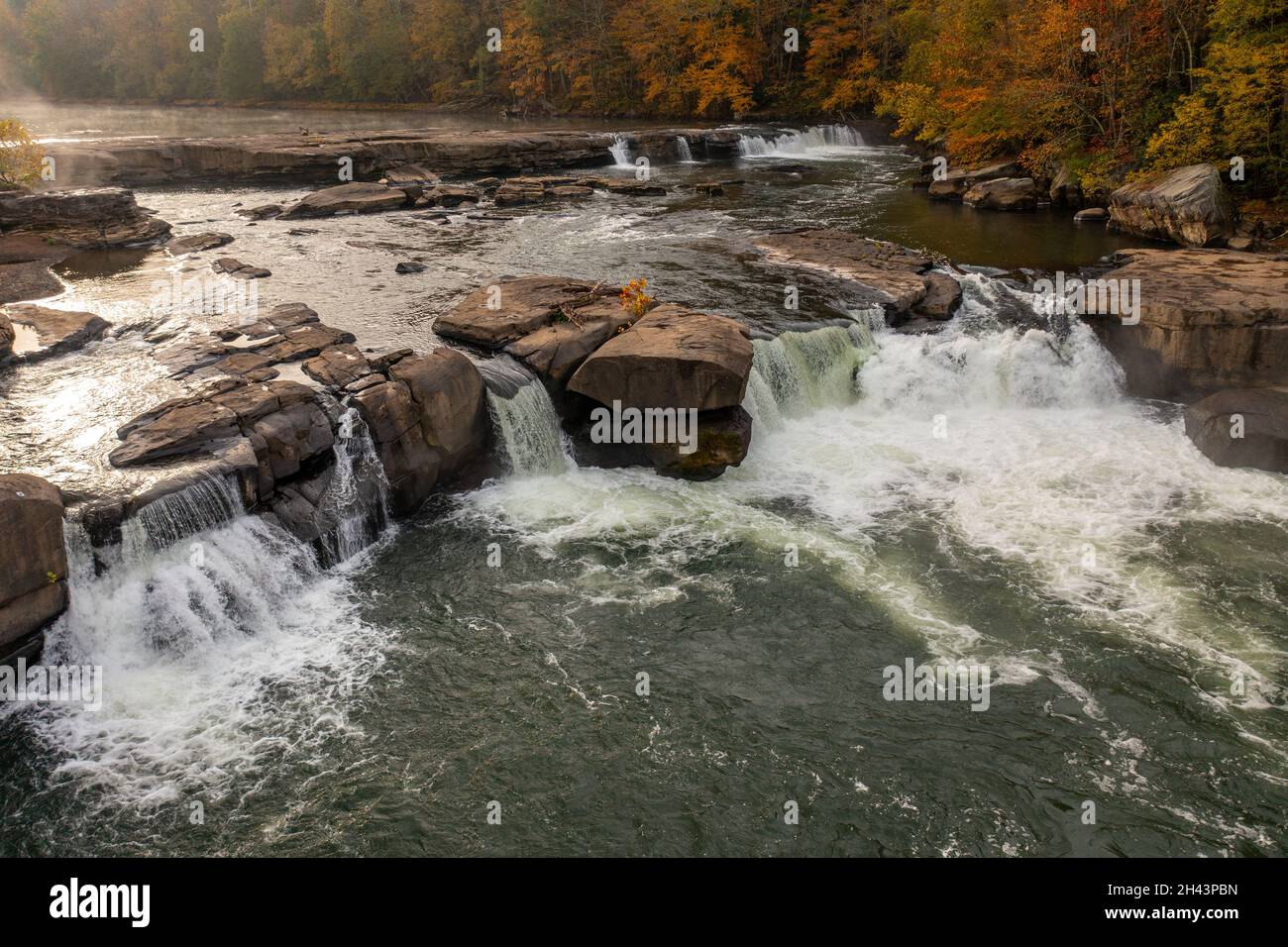 Valley Falls State Park near Fairmont in West Virginia on a colorful ...
