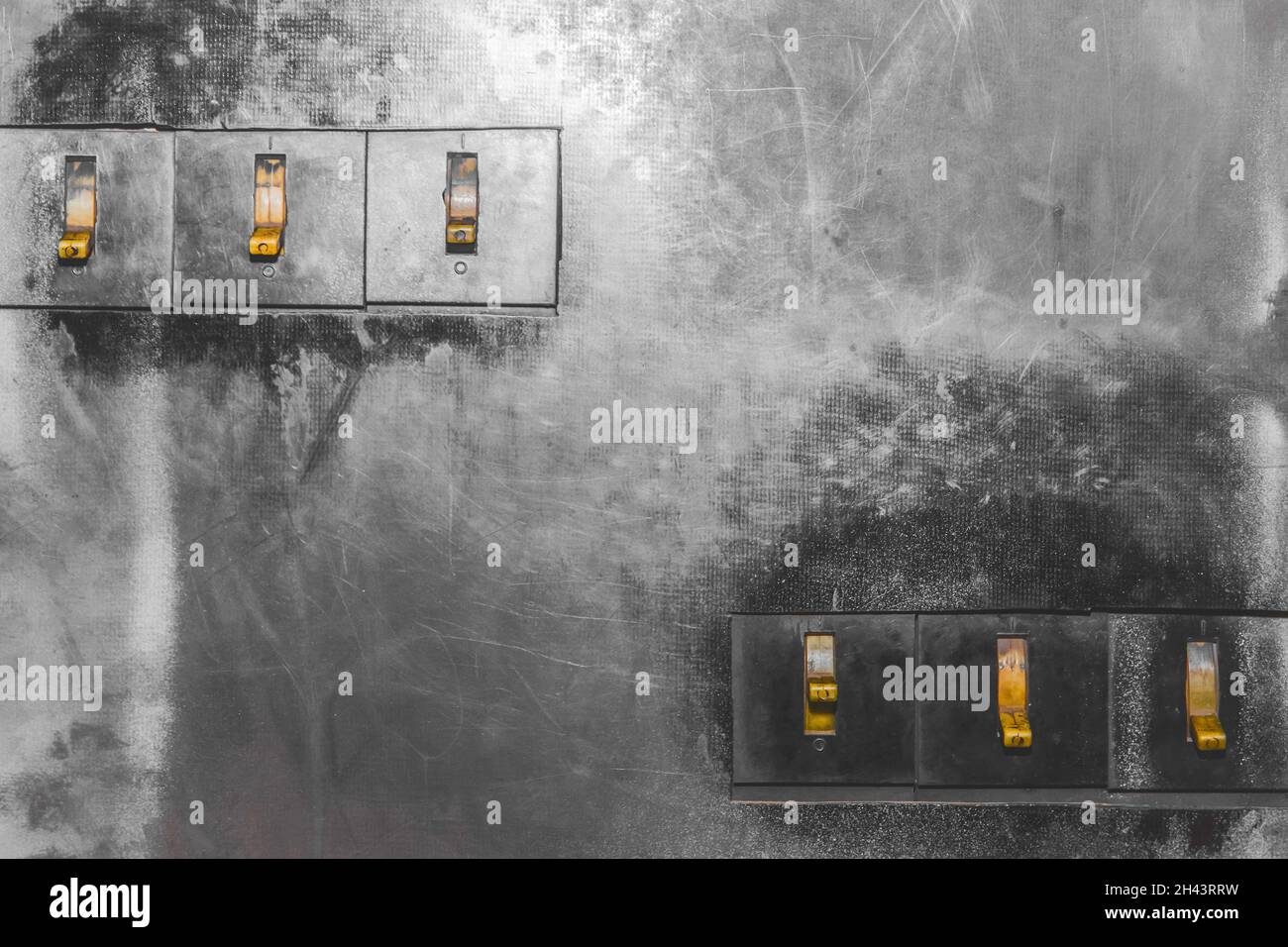 Old electrical panel box with automatic buttons control panel Stock ...