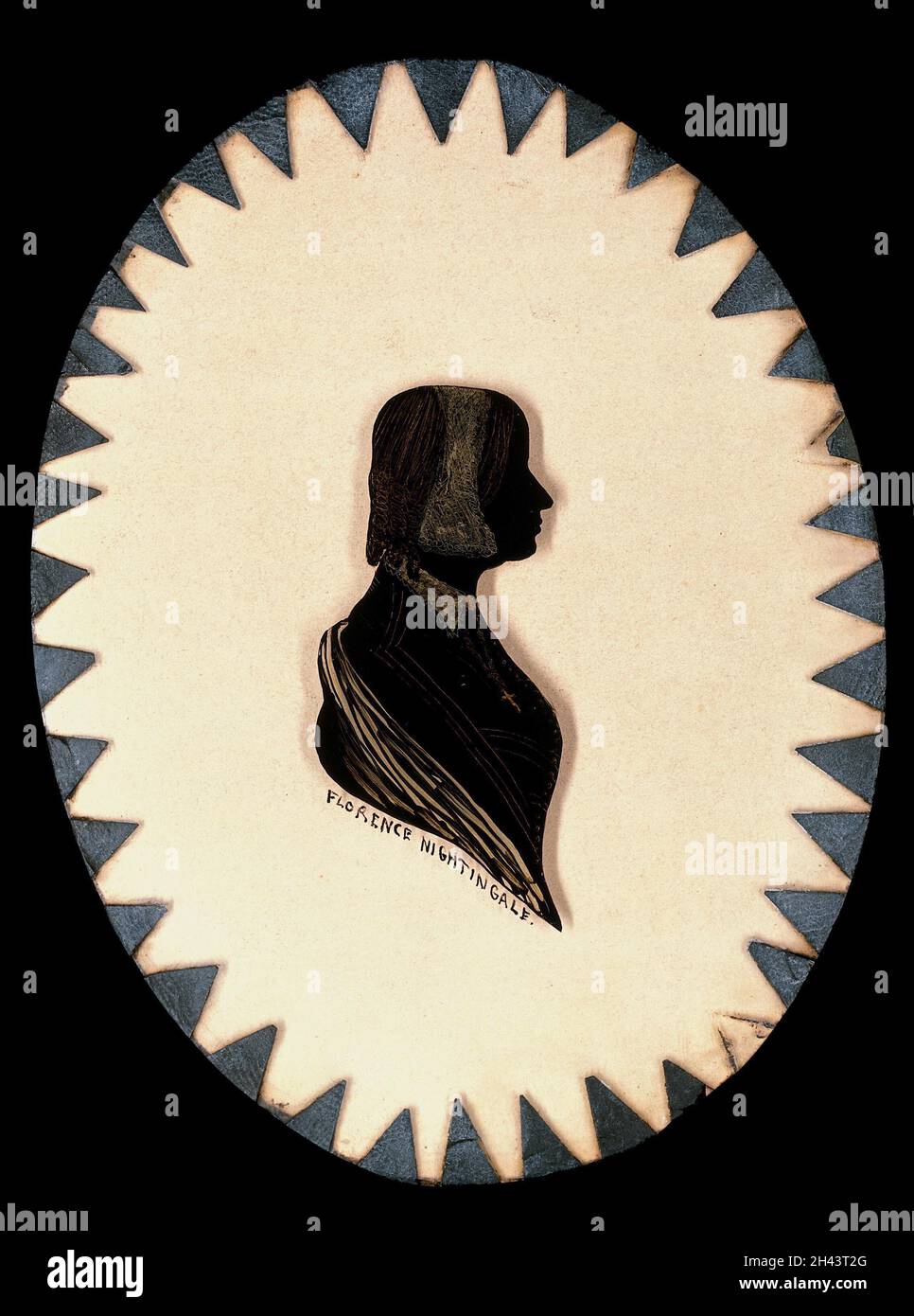 Florence Nightingale in silhouette. Ink painting Stock Photo - Alamy