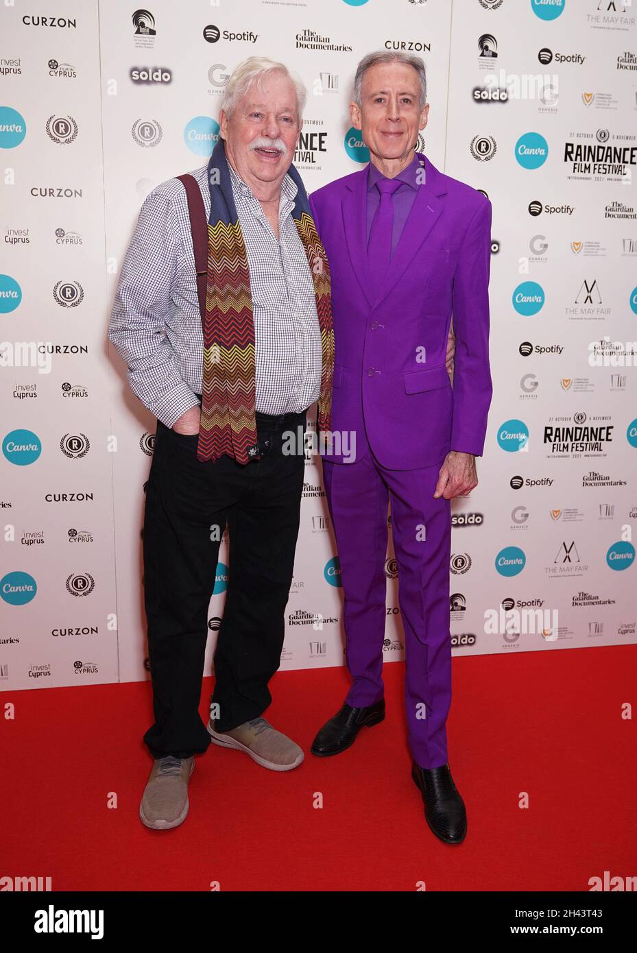 Peter Tatchell (right) and Armistead Maupin arrive for the UK premiere ...