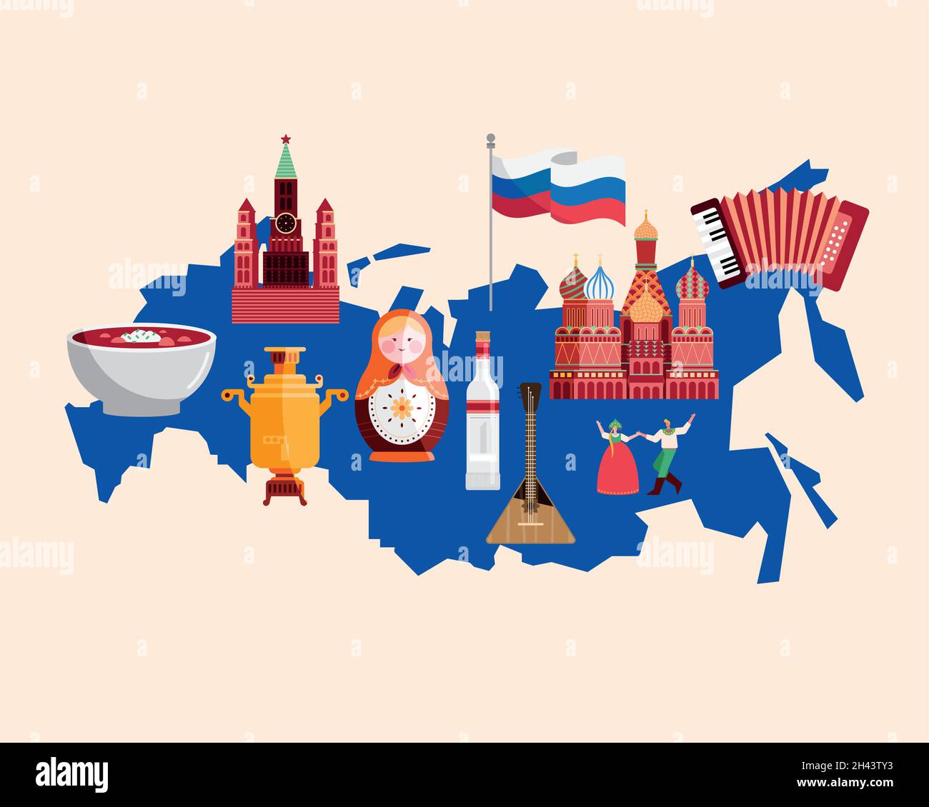 russia country icons in map Stock Vector Image & Art - Alamy