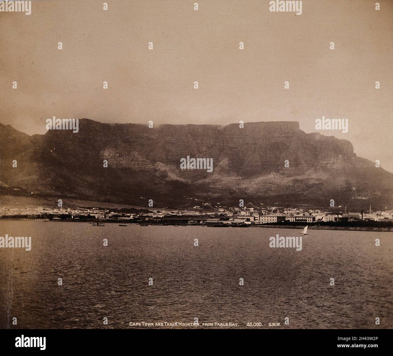 South Africa: Cape Town and Table Mountain from Table Bay. Photograph ...