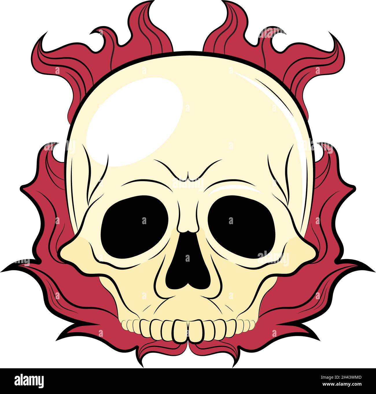 flaming skull sticker retro style Stock Vector Image & Art - Alamy