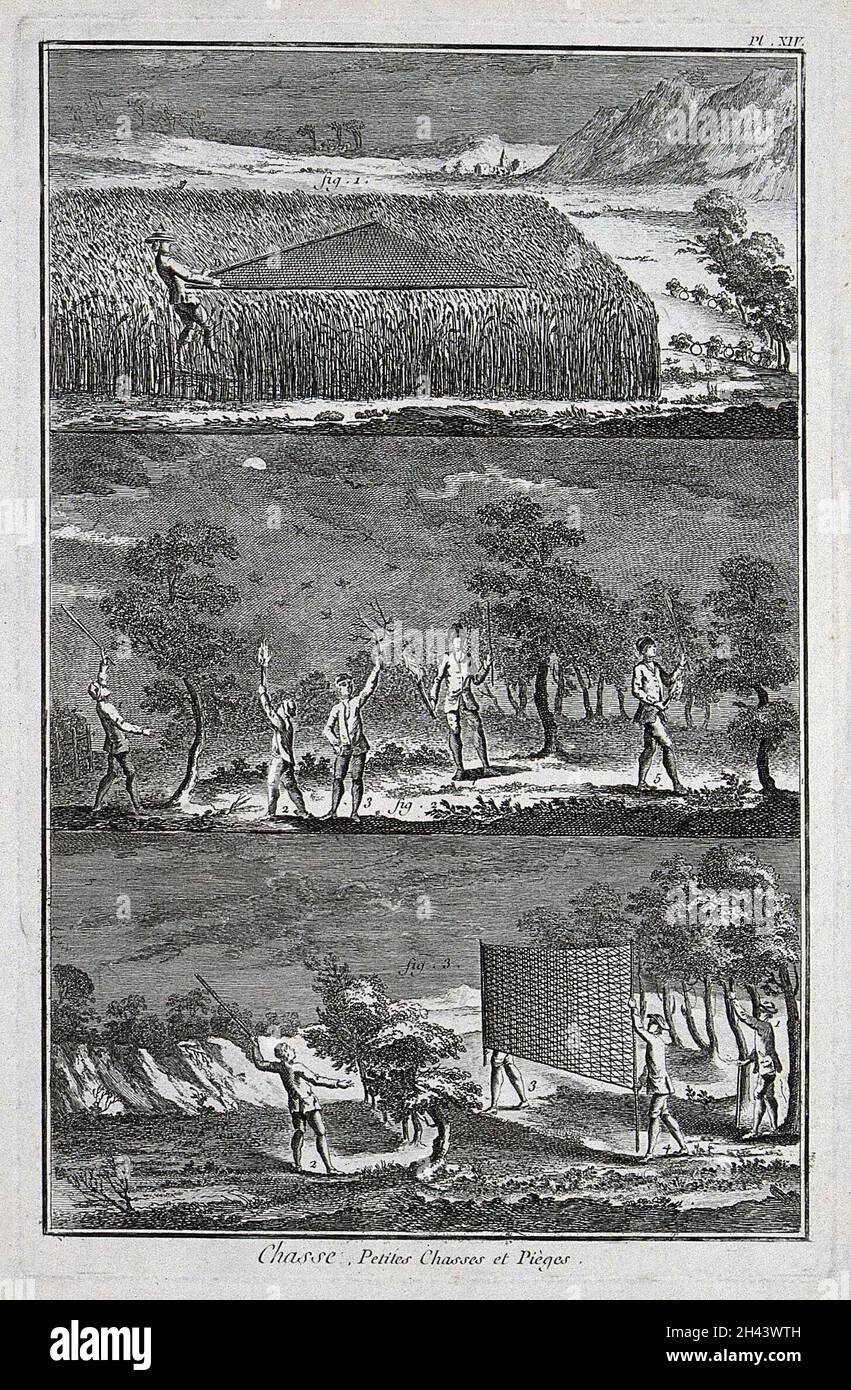 Hunting: nets for catching ground birds, and hunting at night with ...