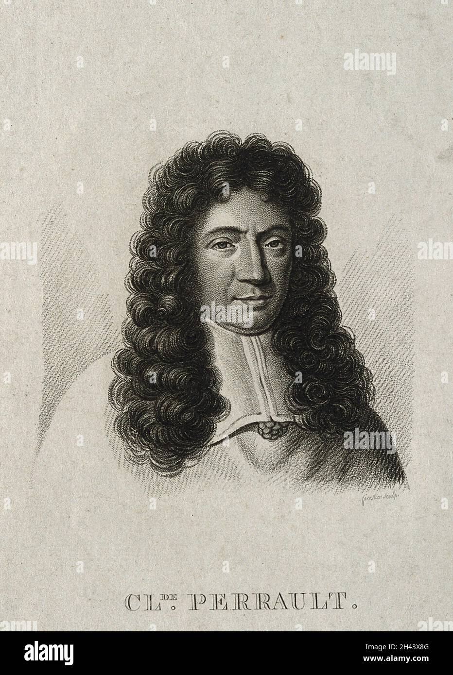 Claude Perrault. Stipple engraving by C.A. Forestier Stock Photo - Alamy