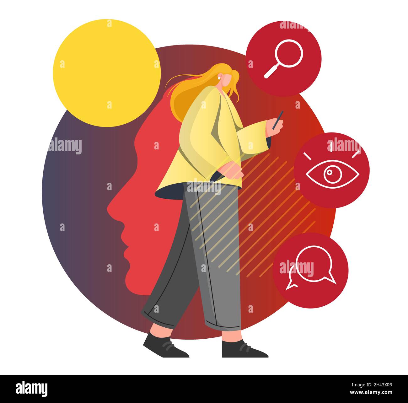 Confident Young Women walking out from self doubt - Stock Illustration ...