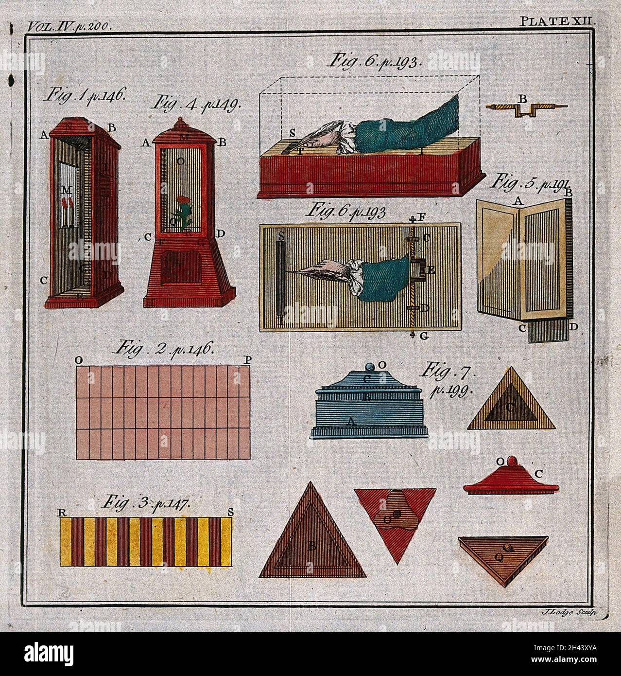Conjurers' tricks and equipment. Coloured engraving by J. Lodge Stock ...