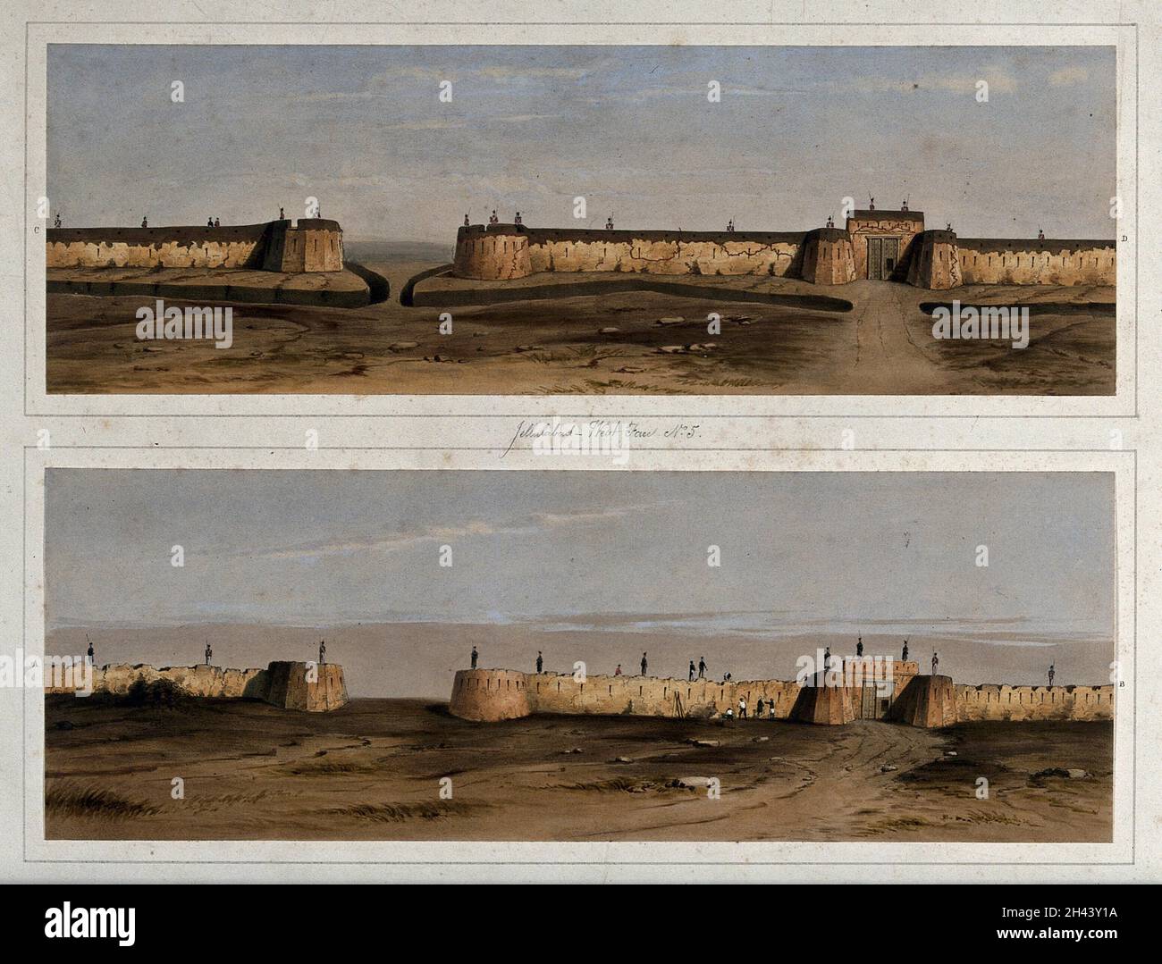 Earthquake damage to fortifications, seen from the west, Jalal-Kut ...